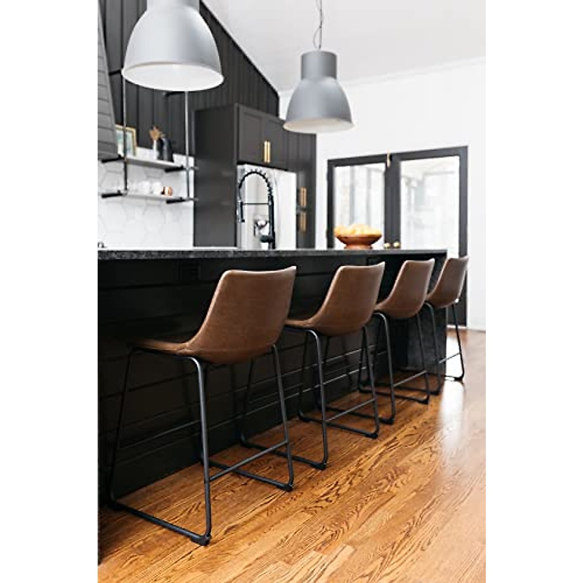 Signature Design by Ashley Centiar 24" Counter Height Modern Bucket Barstool 2 Count, Brown