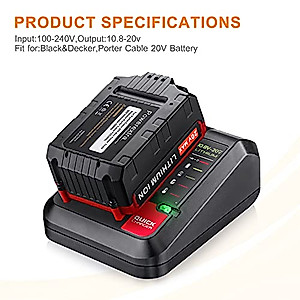 20V PCC692L PCC691L Charger for Porter Cable Charger PCC680L PCC681L PCC682L PCC685L PCC685LP PCC699L 20V MAX Lithium Battery LBXR20 LBXR2020 LB2X4020-OPE