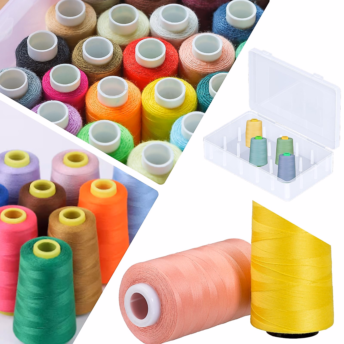 QZONELIFE 2pcs Spools Thread Holder Organizer Sewing Threads Box Bobbins Holder Storage Case Clear Sewing Storage Box Thread Organizer for 24 Spools Home Quilting and Sewing Threads