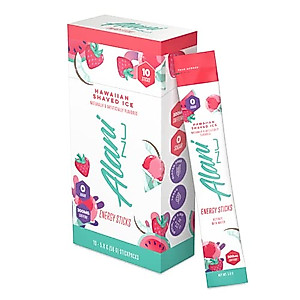 Alani Nu Energy Stick Packets, Activate with Water, 200mg Caffeine, Zero Sugar, 30mcg Biotin, Formulated with Amino Acids Like L-Theanine to Prevent Crashing, Hawaiian Shaved Ice, 10 Sticks Per Pack