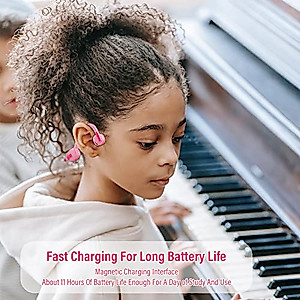 Yuanj Kids Wireless Bone Conduction Headphones, 5.2 Headphones for Kids Waterproof IPX5 Open Ear Headphones Sweat Splash Proof, Comes with 8G Memory 10 Hrs Music Play (Pink)
