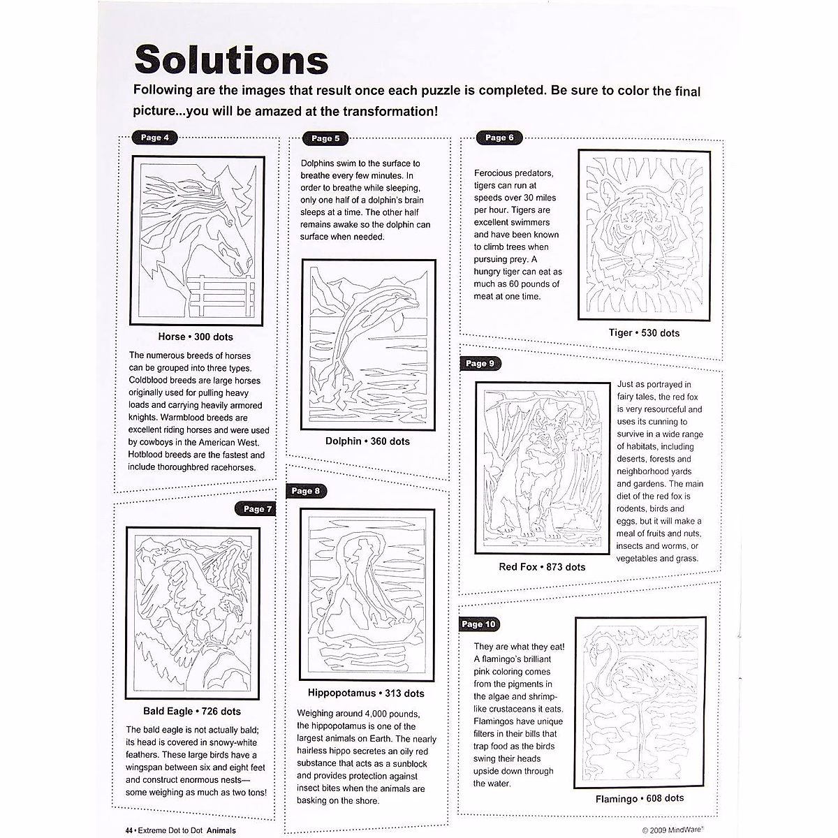 MindWare Extreme Dot to Dot Animals Book Puzzles Range from 300 to over 1,400 Dots Features 8 2-Page Spreads