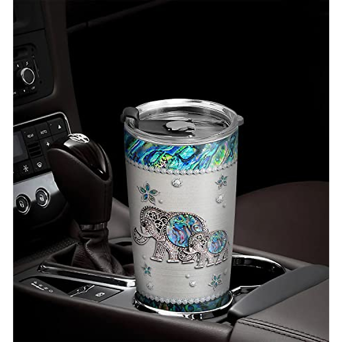 64HYDRO 20oz Elephant Gifts for Women, Men, Valentines Day Gifts for Her, Him, Coffee Thermos, Couples Gifts Animal Lovers Gifts Jewelry Elephant Tumbler Cup, Insulated Travel Coffee Mug with Lid