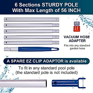 POOLAZA Portable Pool Vacuum Jet Underwater Cleaner (2023 Upgrade) with Brush & 56" Pole, Handheld Jet Pool Vacuum for Above Ground Pool, Underwater Pool Spa Jet Vacuum Cleaner, Attach to Garden Hose