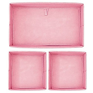 mDesign Fabric Drawer Divider Organizer Bins, Nursery/Bedroom Dresser, Closet, Shelf, Playroom Organization, Hold Clothes, Toys, Diapers, Bibs, Lido Collection, Set of 3, 4 Pack, Pink Herringbone