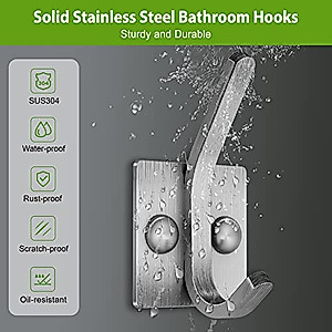 Wall Hooks 4 Pack , Heavy Duty Wall Hooks Aluminum Hooks for Hanging Coat, Hat, Towel, Robe, Key, Clothes, Towel Hook Wall Mount for Home, Office, Kitchen, Bathroom (w 8 Additional Sticky Hooks)