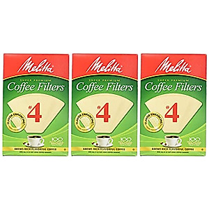 Melitta Cone Coffee Filters, Natural Brown #4, 300 Count (Pack Of 3)