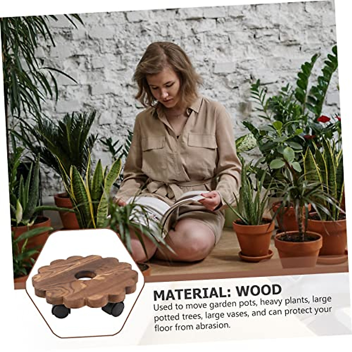 YARNOW 2 Pcs Solid Wood Planter Tray Wood Serving Tray Outdoor Plant Pots Flower Pot Holders for Outside Plant Caddy on Wheel Flowerpot Flower Pots Base Tray Bonsai Holder Planter Pallet