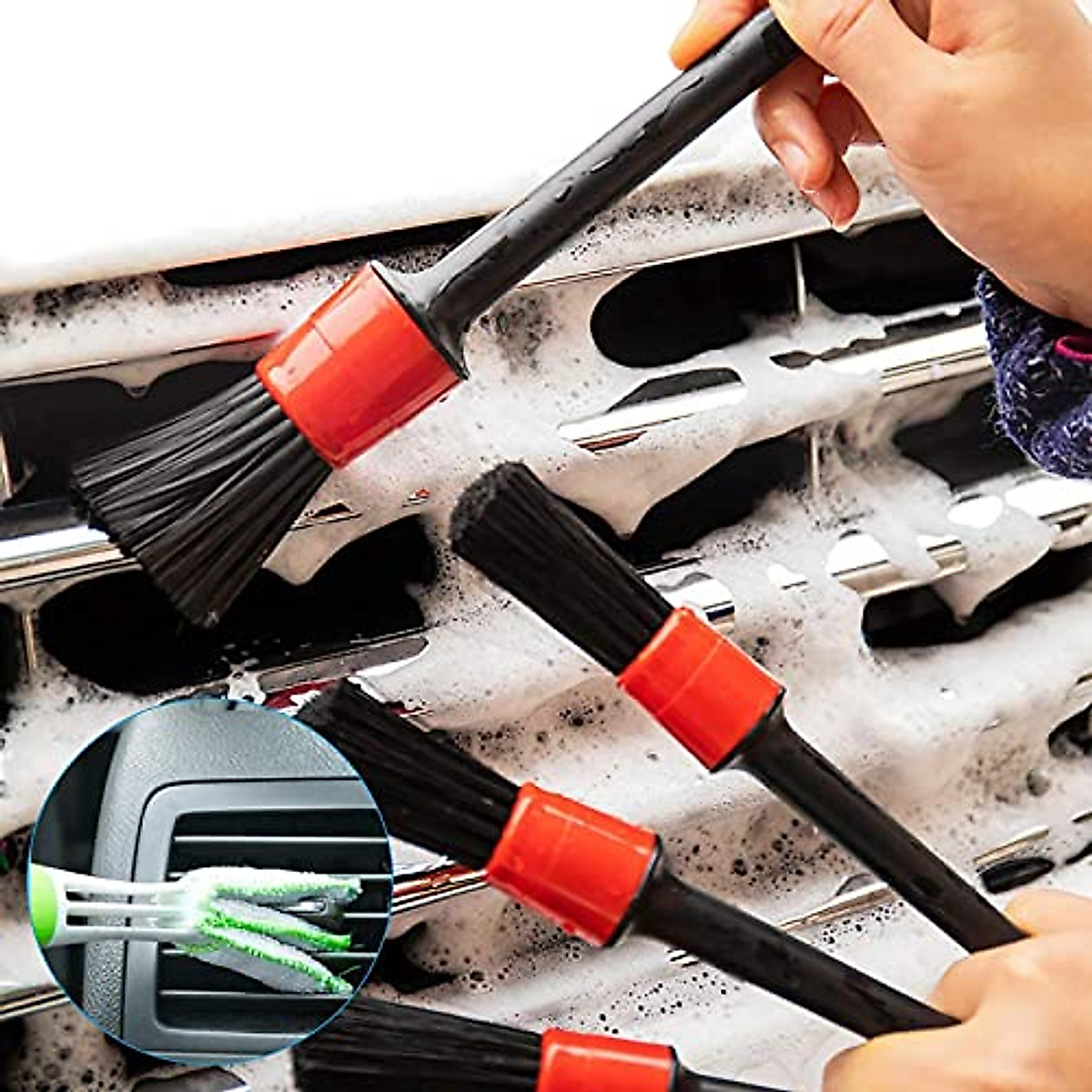 Car Detailing Brush Kit, Car Brushes for Detailing, Auto Detailing Brushes for Cleaning Wheels, Interior, Exterior, Skylight, Leather(10 Pcs)