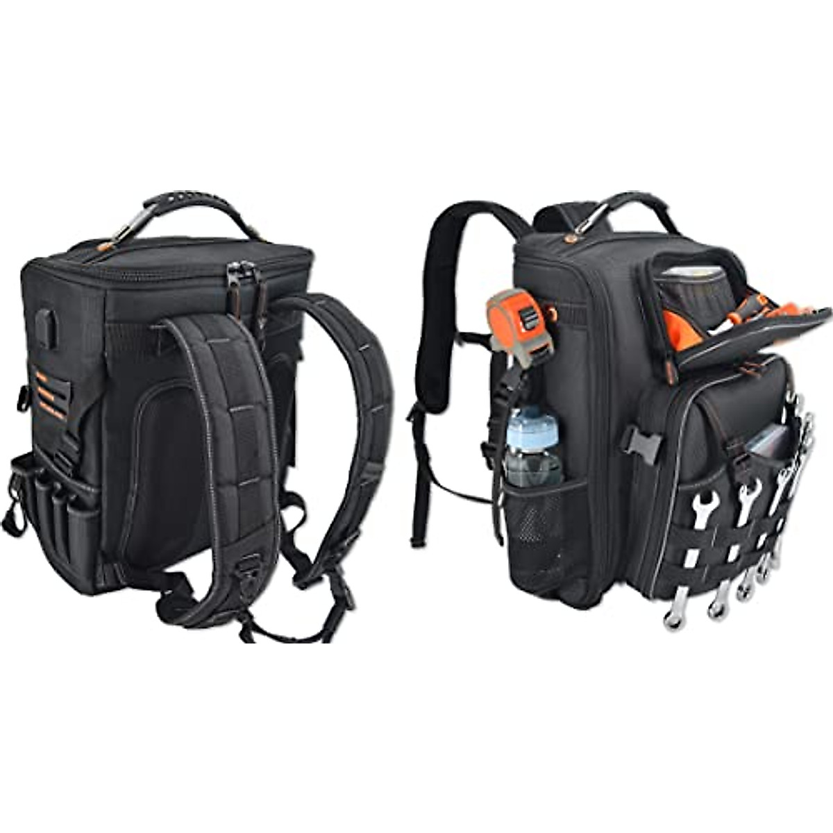 Full-Open Tool bag backpack, bookbag for men, electricians, construction