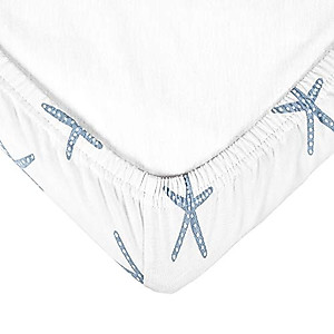 Lush Decor Baby Seaside Starfish Organic Cotton 2 Pack Changing Pad Cover, Blue