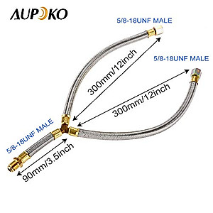 Aupoko Propane Y Splitter Connection Braided Pipe, 3/8" Flare Gas Propane Grill Y Splitter Stainless Steel Braided Hose Assembly, Length 5/16", Fits for LPG & NG Propane Fire Pit Hose & Fireplace