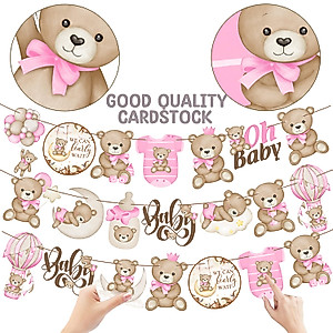 Pink We Can Bearly Wait Baby Shower Banners Bear Baby Shower Party Decorations Bear Banner for Baby Shower Teddy Bear Cutout Banner for Girls Bear Birthday Party Supplies