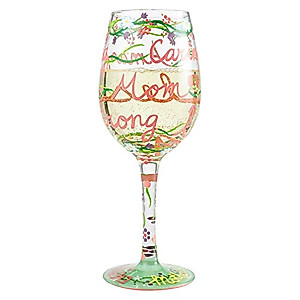 Enesco Designs by Lolita Mom Everyday Hand-Painted Artisan Wine Glass, 1 Count (Pack of 1), Multicolor