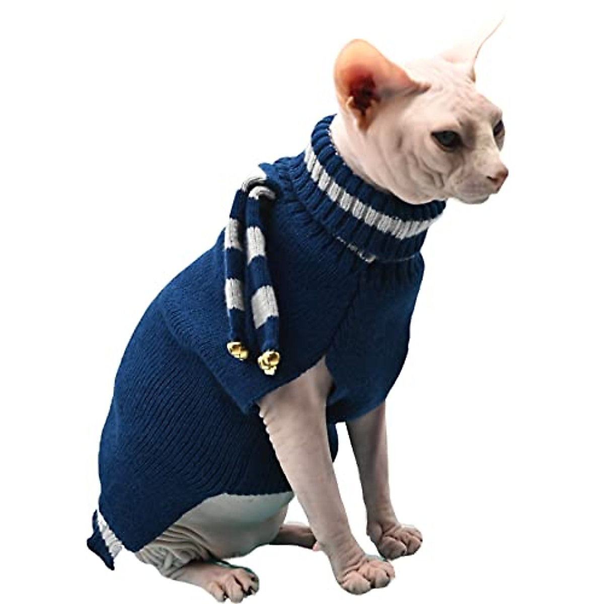 Sphynx Cat Clothes Bell Rings Sweater Hairless Cat Clothes Devon Clothes Cat Apparel for Small Kitten and Dogs (XX-Large)