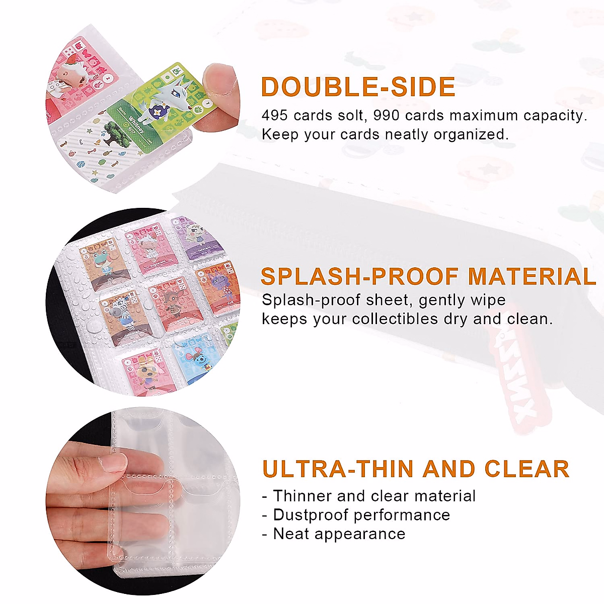 MZZNX 495 Pockets Binder Holder for Animal Crossing Mini Amiibo Cards, 1.3"x1" ACNH NFC Tag Game Mini Cards Holder (Tools)