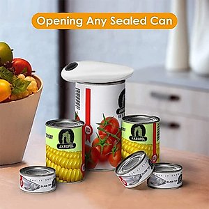 Electric Can Opener One-Button Switch Without Sharp Edges Automatic Electric Can Opener, Suitable for All Kinds of Cans With Food Safe Lid Hand-Held Automatic Can Opener （white）