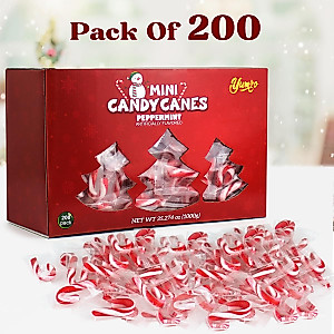 Christmas Mini Candy Canes Classic Red & White Peppermint Flavor for Holiday Family Indulgement - Small Candy Canes Individually Wrapped for Kids & Adults, Great Candy Cane Gift Set - 200 Pack