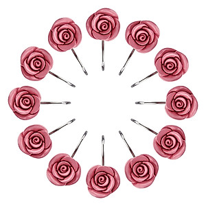 AGPTEK Rose Shower Curtain Hooks, 12PCS Anti Rust Decorative Resin Hooks for Bathroom, Baby Room, Bedroom, Living Room Decor (Pink Rose)