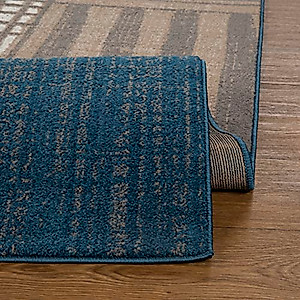LUXE WEAVERS Modern Plaid Blue 5x7 Area Rug