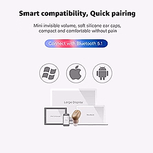 SYSFUN Single Bluetooth Wireless Earbud, Mini Invisible in-Ear Wireless Bluetooth Headphone 12 Hours Super Long Battery Life Suitable for Sports Work and Sleep- Beige