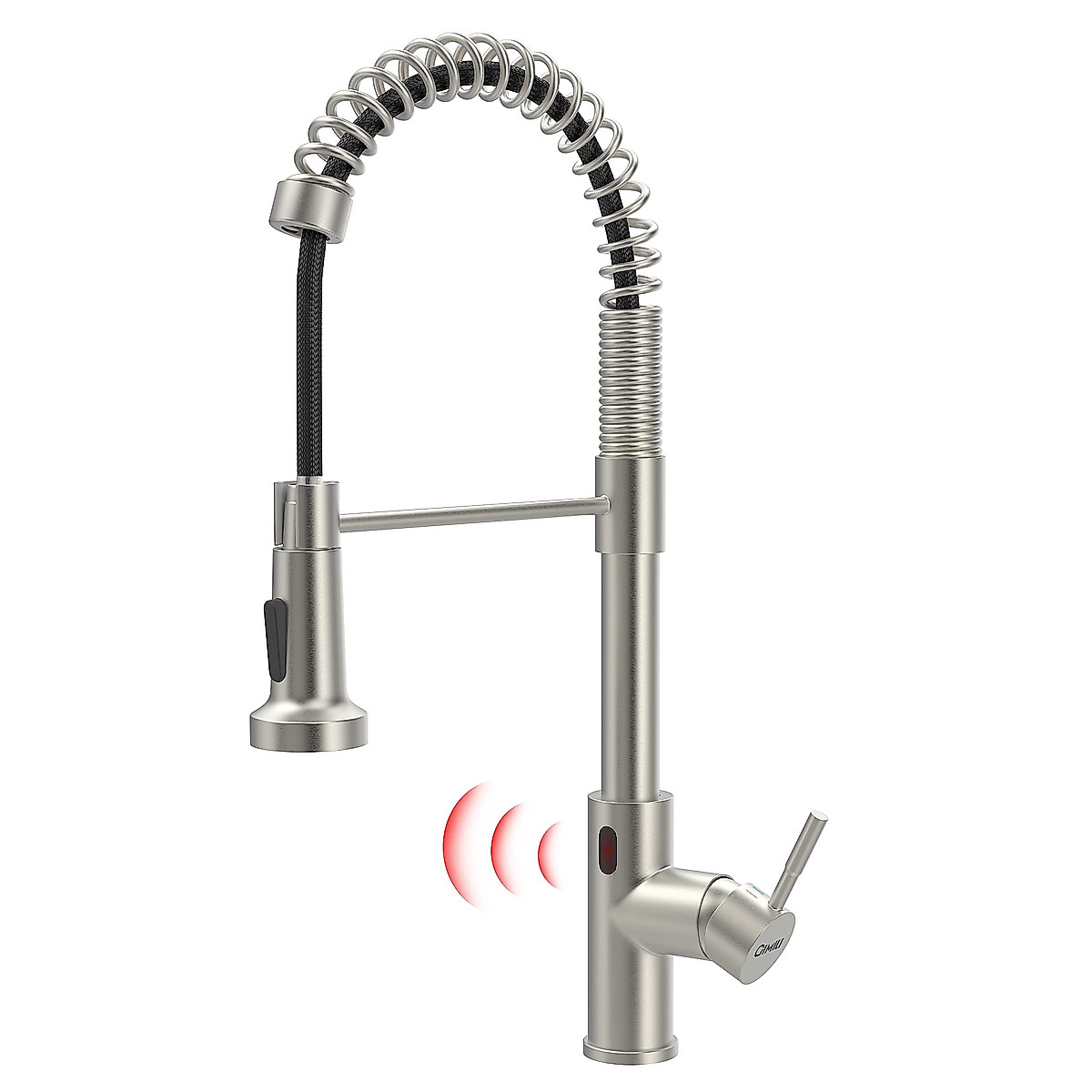 GIMILI Touchless Kitchen Faucet with Pull Down Sprayer, Motion Sensor Smart Hands-Free Activated Single Hole Spring Faucet for Kitchen Sink, Brushed Nickel