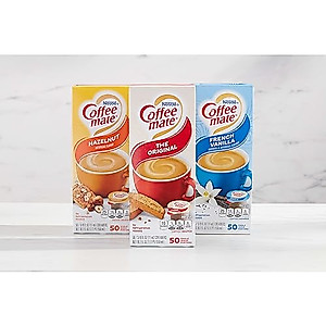 Nestle Coffee Mate Creamer Singles Variety Pack, Original, French Vanilla, Hazelnut, Non Dairy, No Refrigeration, 150 Count (Pack of 3)