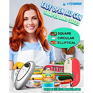 One Touch Electric Can Opener Fits Almost All Can Sizes for Seniors with Arthritis, Hand Held Battery Operated Can Opener with Smooth Edge, Food Safe Kitchen Gadgets Automatic Can Opener for Kitchen