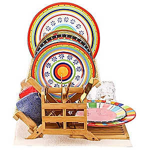 Bamboo Dish Rack, Dish Drying Rack Large, 3 Tier Bamboo Dish Holder, Collapsible Dish Drying Holder, Dish Drainer with Utensil Holder, Dish Organizer, Foldable, Large, Drying Mat included