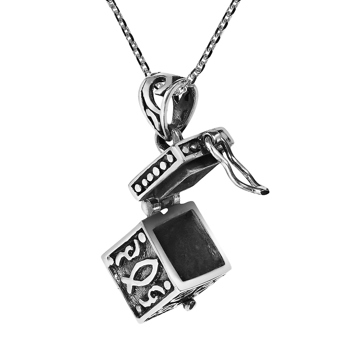 AeraVida Christian Prayer Box Locket .925 Sterling Silver Pendant Necklace