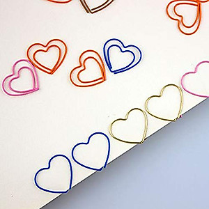 2 Boxes (100 Pieces) Heart Shaped Paper Clips Multicolor Paperclips Bookmarks Document Clips for School Home Office Supplies
