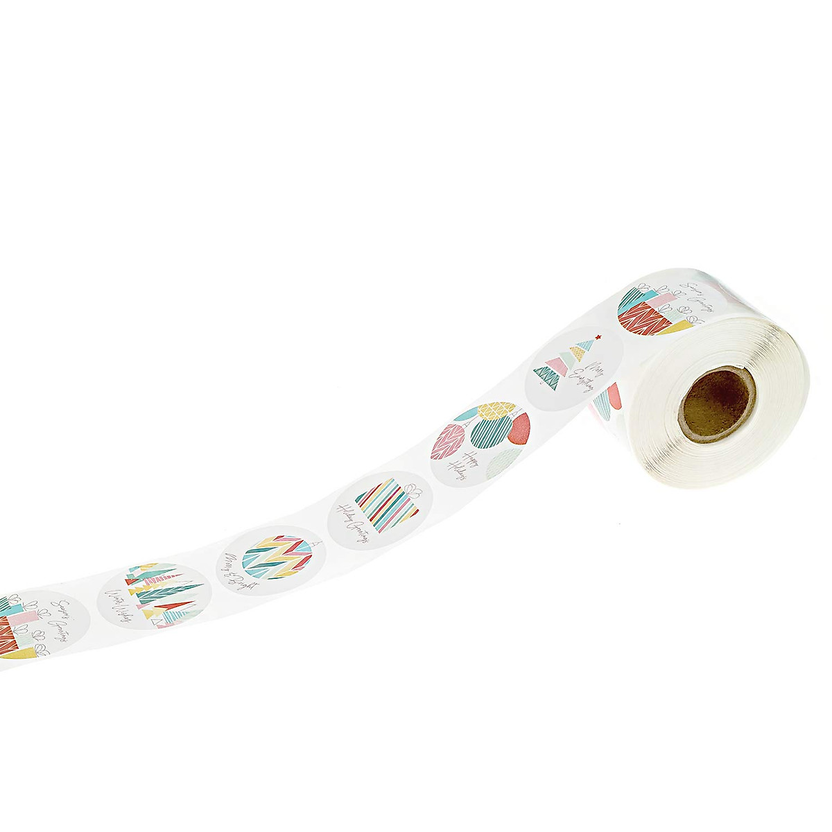 Modern Geometric Holiday Sticker Assortment / 6 Alternating Vibrant Christmas Stickers / 500 Chic Tree and Ornament 1.5" Labels