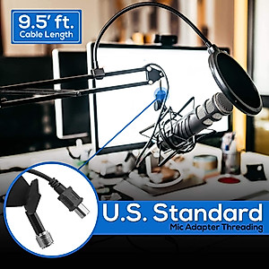 PYLE-PRO USB Suspension Boom Microphone Stand - Adjustable Compact USB Microphone Arm Stand, Durable Steel for Radio Broadcasting Studio, Voice-Over Sound Studio, Stages, and TV Stations PMKSHUSB04.5