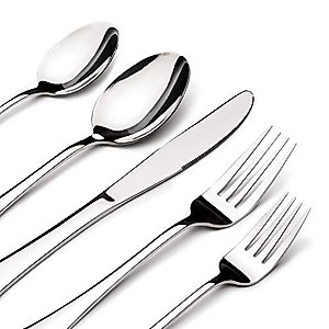Acnusik Stainless Steel Flatware Service for 8, Utensils Cutlery Including Knife 40-Piece Silverware Set, Silver