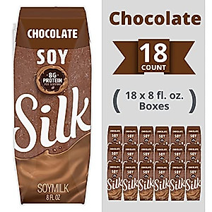Silk Shelf-Stable Soy Milk Singles, Chocolate, Dairy-Free, Vegan, Non-GMO Project Verified, 8 Fl oz (Pack of 18)