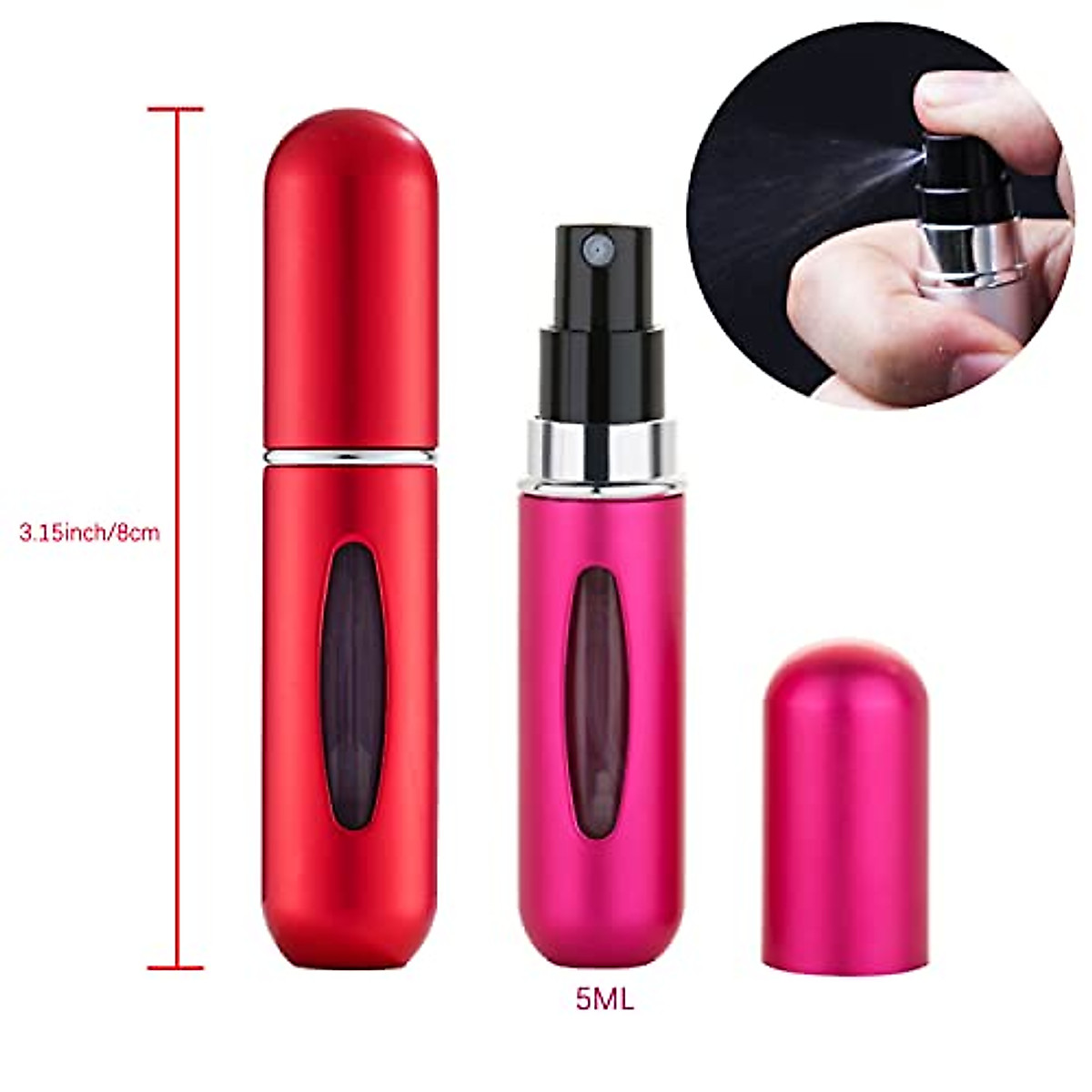 OBSCYON 8 Pcs of 5ml Portable Mini Refillable Perfume Atomizer Bottle Refillable Perfume Spray Scent Pump Case