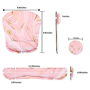 Memory Foam Ergonomic Keyboard Wrist Rest Pad and Mouse Wrist Rest Support Mouse Pad Set for Office Gaming Easy Typing-Pink Fluid