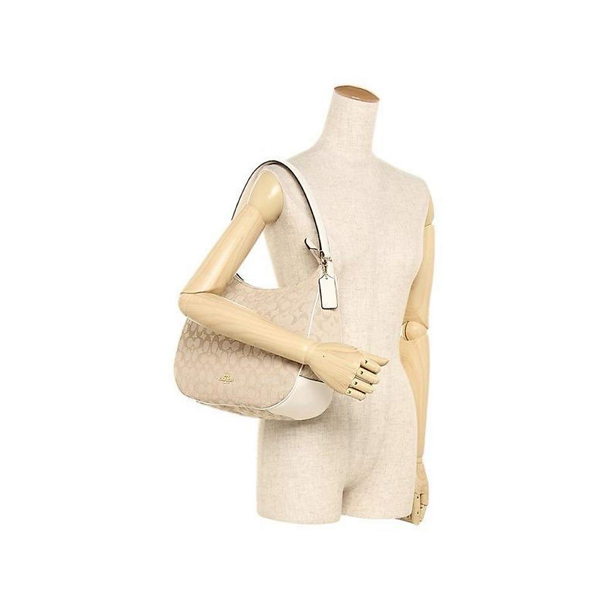 Coach ZIP SHOULDER BAG IN SIGNATURE JACQUARD, Light Khaki/Chalk/Imitation Gold, NS
