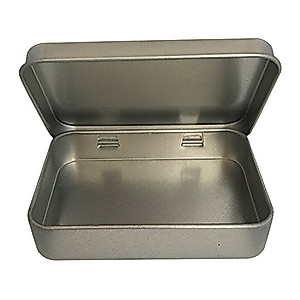 AKOAK 6 Pcs 3.7 x 2.3 x 0.8 Inches Rectangular Empty Hinged Tins Box Containers for First Aid Kit,Survival Kits,Storage,Herbs,Pills,Crafts and More