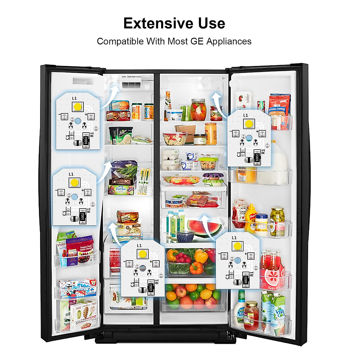 5Pcs Refrigerator LED Light Bulb Replacement Fit for GE Refrigerator Waterproof Compatible WR55X25754 WR55X26486 WR55X30602 EAP12172918 4590213 AP6261806 PS12172918 No-Include Plastic Cover