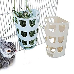 Hamiledyi Rabbit Hay Feeder，2Pcs Bunny Hanging Cage Manger Hay Holder Rack for Small Animal Chinchilla Guinea Pig Rat-（Random Color）