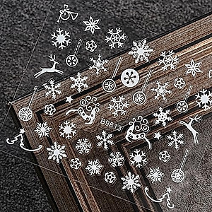 30 Sheets Christmas Nail Art Stickers White Snowflake 3D Self-Adhesive Nail Decals Winter Xmas Elk Snowman Designs Nail Supplies Christmas Cute Nail Decoration for Women and Kids Manicure Accessories