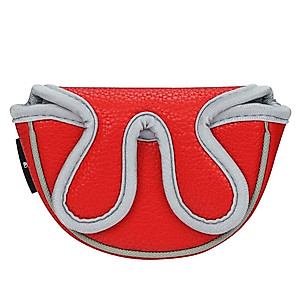 BIG TEETH Golf Head Covers Center Shaft Putter Cover Mini Putter Headcover Golf Club Protector Magnetic Closure (Red)