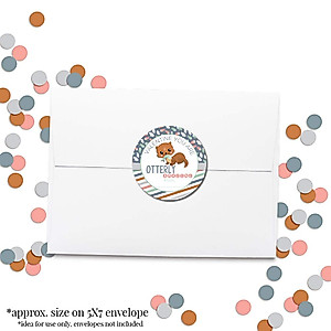 Adorable Otter Otterly Amazing Valentine Party Favor Sticker Labels for Girls, 40 2" Party Circle Stickers by AmandaCreation, Great for Classroom Valentines, Envelope Seals, Gifts & Treats