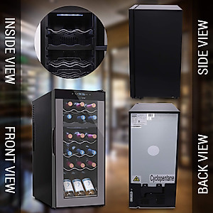 NutriChef PKCWCDS188 Cellar Cooler for White and Red Wines Chiller, 18 Bottle Dual Zone-Black