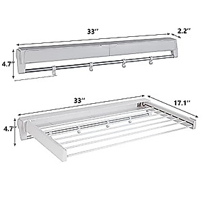 Delysia King Clothes Laundry Drying Rack，Collapsible Wall Mounted Hanger|7 Drying Rods (White)