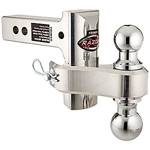 Trimax TRZ4ALRP 4" Aluminum Adjustable Hitch with Dual Hitch Ball and Receiver Adjustment Pin, Silver