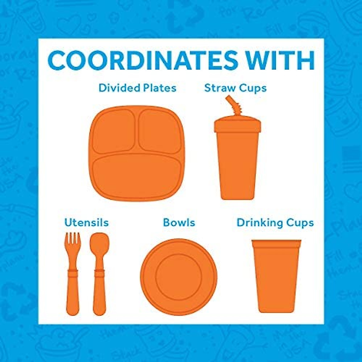 Re Play Made in USA 3pk - 7.37" Plates with Deep Sides for Easy Baby, Toddler, Child Feeding - Sky Blue, Aqua, Navy Blue (True Blue Collection) Eco Friendly Heavyweight Recycled Polypropylene