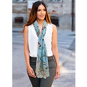 GERINLY Scarfs for Women Lightweight Birds Florals Scarves for Summer Outfits Accessories Head Wear Shawl