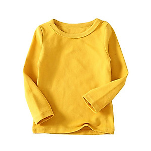 JWWN Toddler Boys Girls Thermal Underwear Long Sleeve T-shirt Leggings 2Pcs Kids Winter Base Layer Set, (Yellow,6Years)